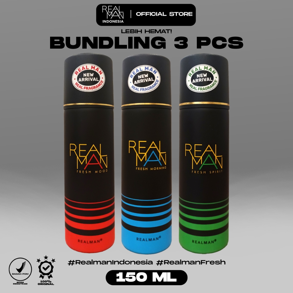 Jual Paket Bundling 3 Pcs Realman Body Spray 150ml | Shopee Indonesia