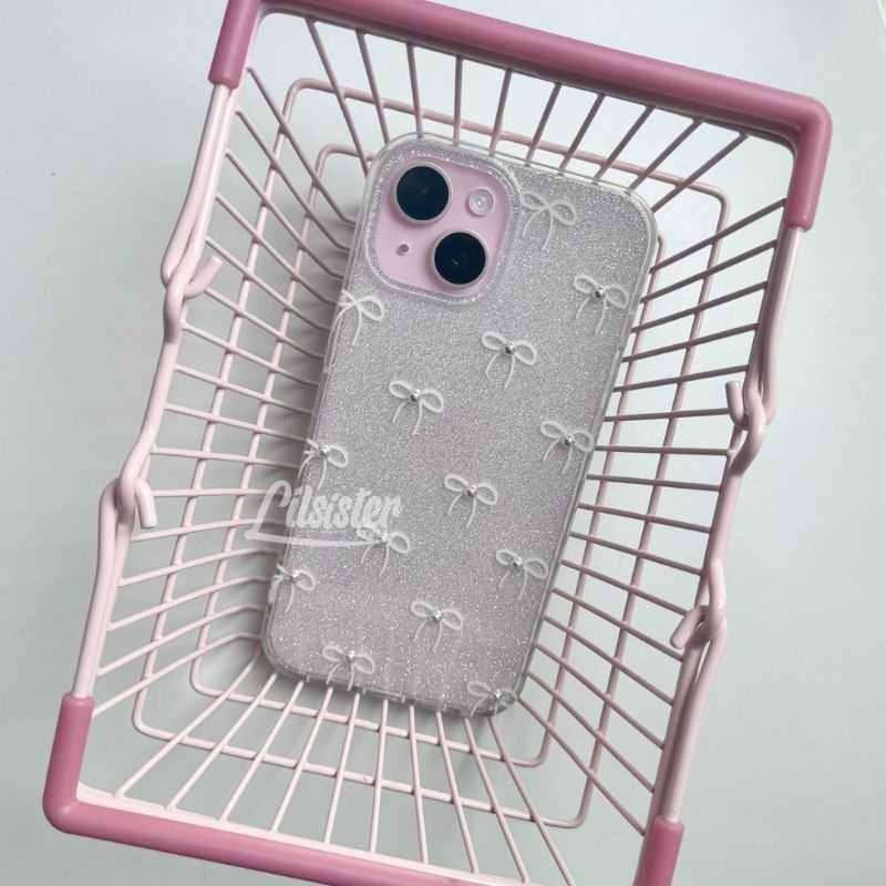 Jual Coquette Ribbons Clear Glitter Iphone Case (XR 11 12 13 14 15 PRO ...