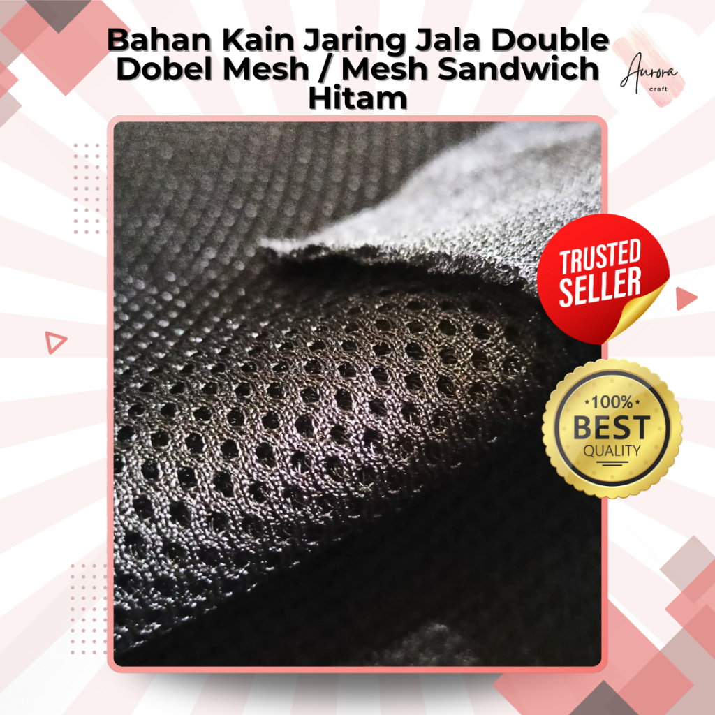 Jual Bahan Kain Jaring Jala Double Dobel Mesh / Mesh Sandwich Hitam ...