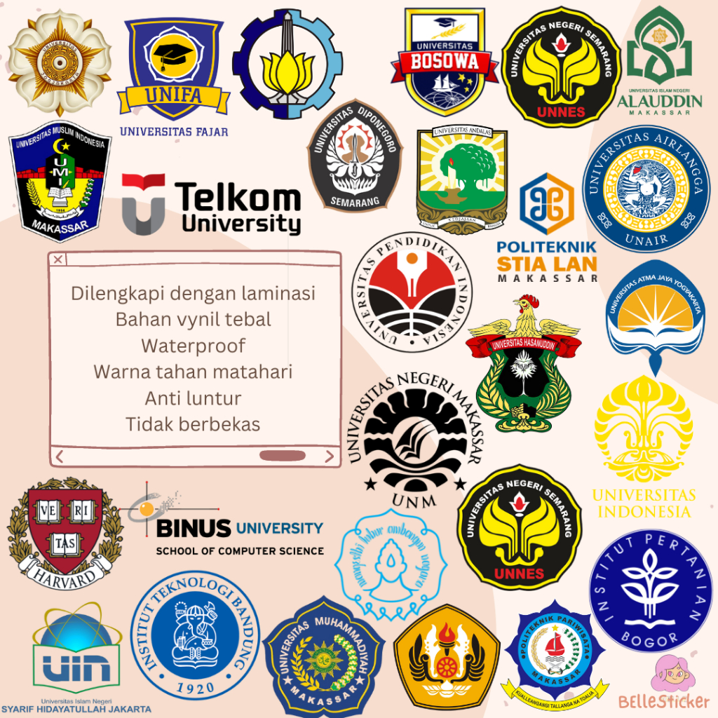 Jual Sticker Universitas Sticker Logo UI Unhas Brawijaya Anti Air ...