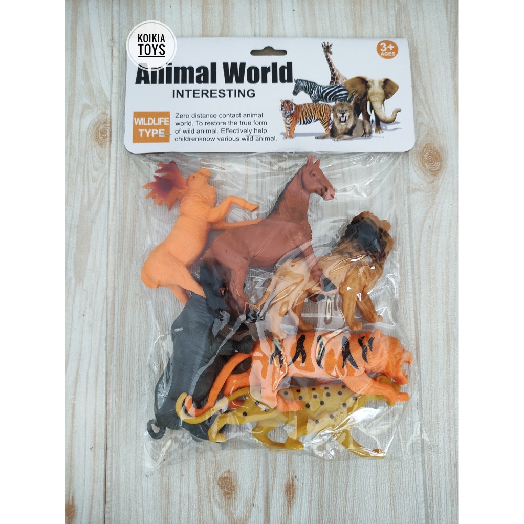 Jual Mainan karet hewan animal world edukasi isi 6 | Shopee Indonesia