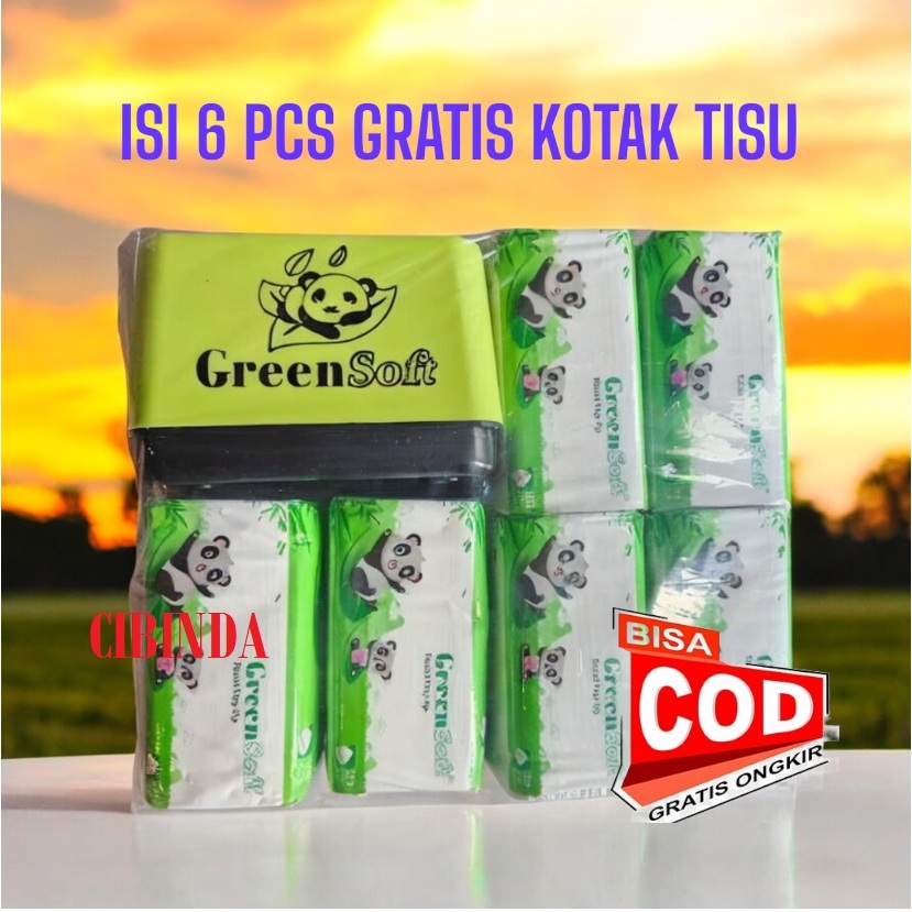 Jual PAKET 6 PCS TISU GREEN SOFT FACIAL POP UP 130 SHEET FREE KOTAK ...