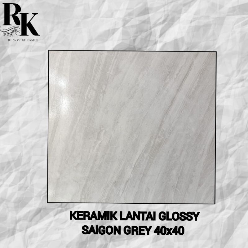 Jual KERAMIK LANTAI GLOSSY SAIGON GREY 40x40 | Shopee Indonesia