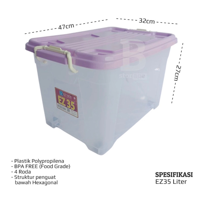 Jual Box Container EZY CB 35 Liter Roda / Tempat Penyimpanan Barang ...