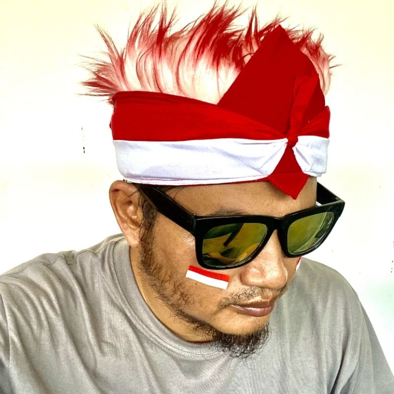 Jual Iket kepala Merah Putih | Rambut Bulu | Rambut Imitasi ...