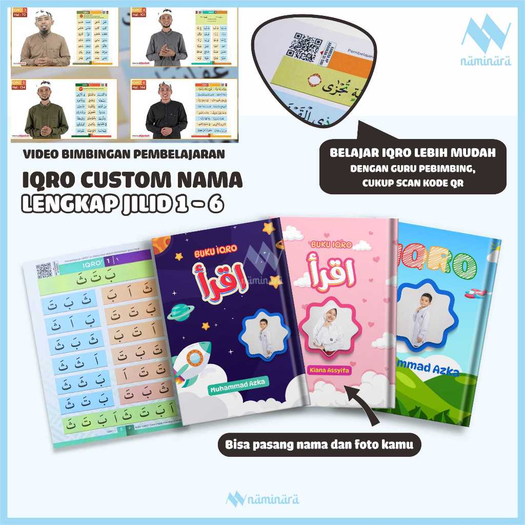 Jual IQRO lengkap 1-6 bisa pakai nama dan foto Hardcover Kado untuk ...