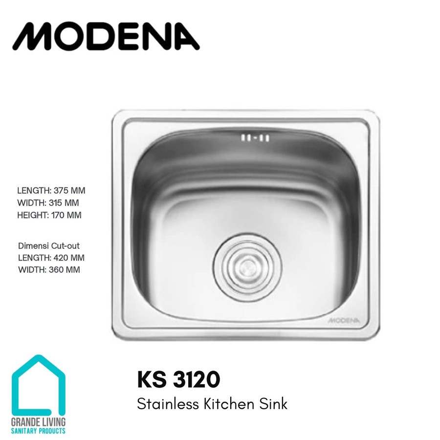 Jual MODENA Stainless Kitchen Sink Topmount KS 3120 | Shopee Indonesia