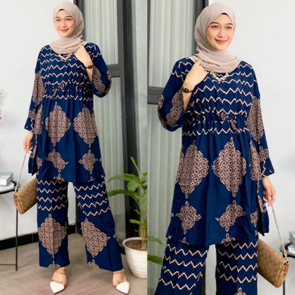 Jual One Set Tunik Setelan Jumbo Busui Rayon Premium Terbaru Elegan Dan ...