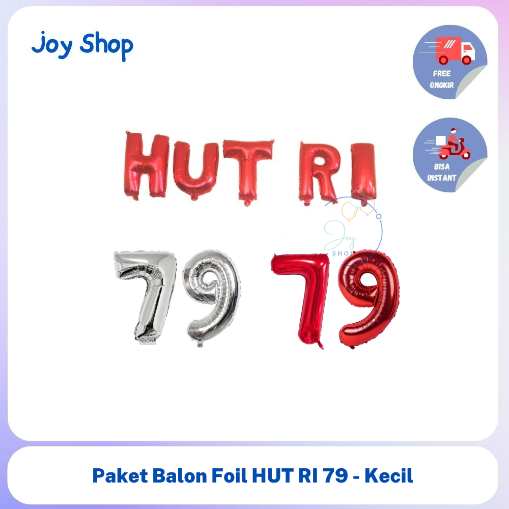 Jual Balon Foil HUT RI Kemerdekaan Merah + Angka 79 Ukuran 40cm ...