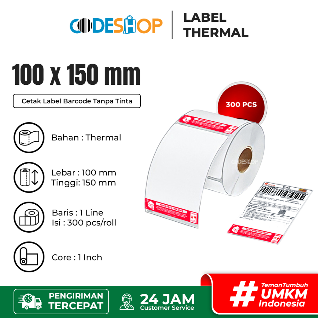 Jual Stiker Label Unboxing Resi Shopee 100 x 150 mm Thermal A6 300 pcs ...
