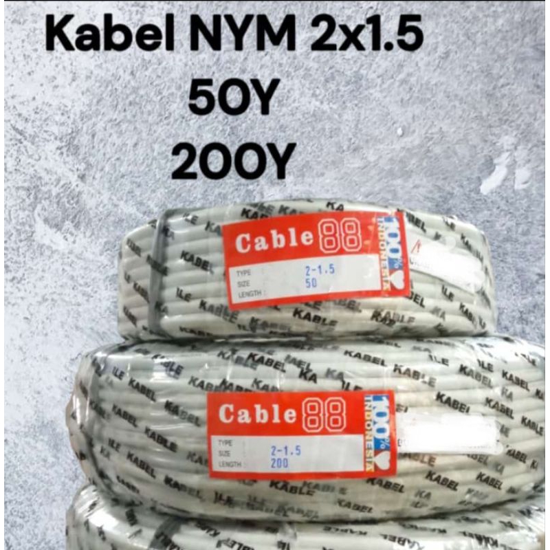 Jual Kabel Listrik kawat 2x1.5 NYM tunggal tebal 50M full tembaga 50Y 50Meter kawat besar ...