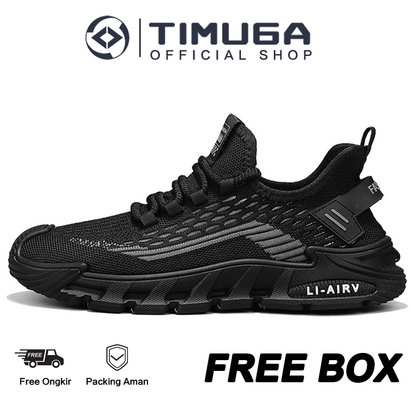 Jual TIMUGA Sepatu Pria Hitam Sneakers Sekolah Kerja Casual Sport Shoes ...
