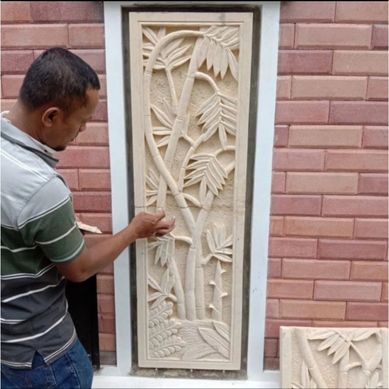 Jual BATU ALAM RELIEF UKIR BAMBU 40X130 Cm | Shopee Indonesia
