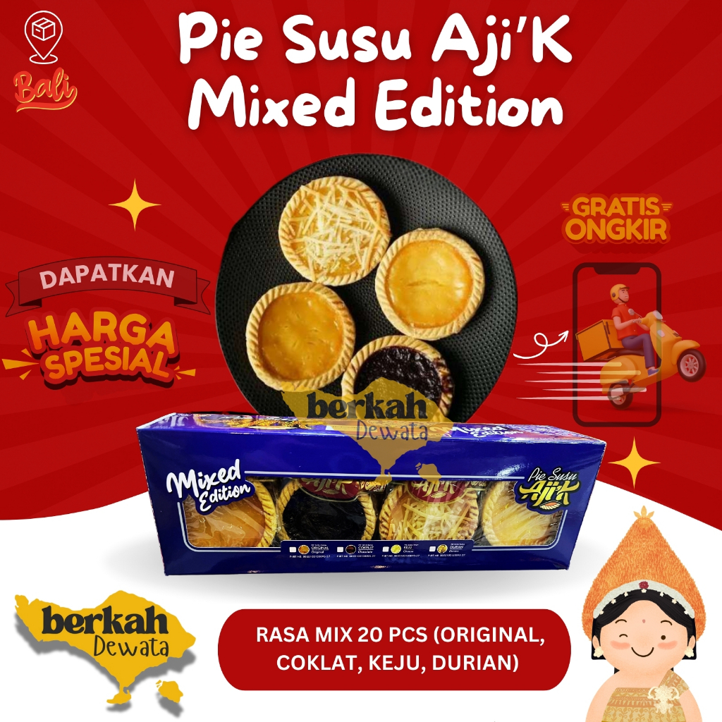 Jual Pie Susu Ajik Krisna Mixed Edition ( Mix /Rasa campur ) Asli Bali | Shopee Indonesia