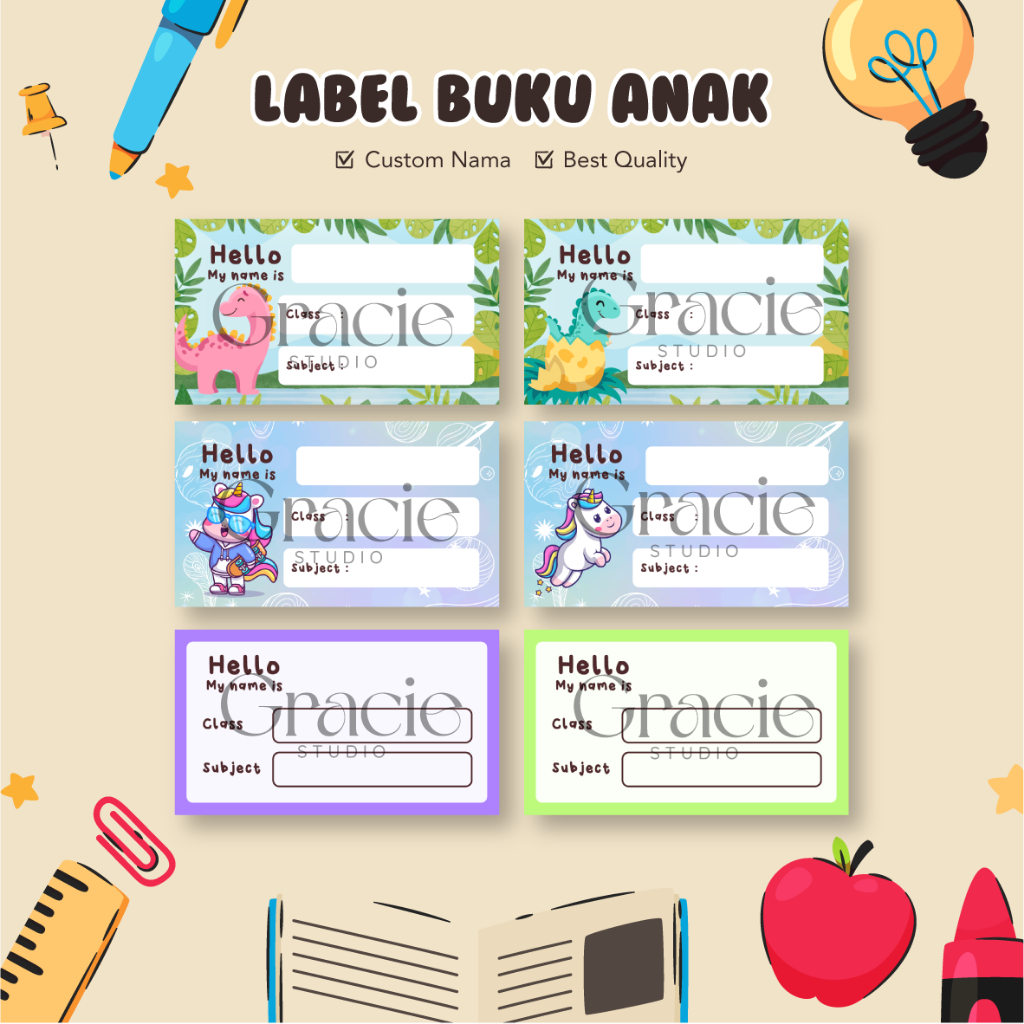 Jual sticker buku label buku label nama buku sticker nama | Shopee ...