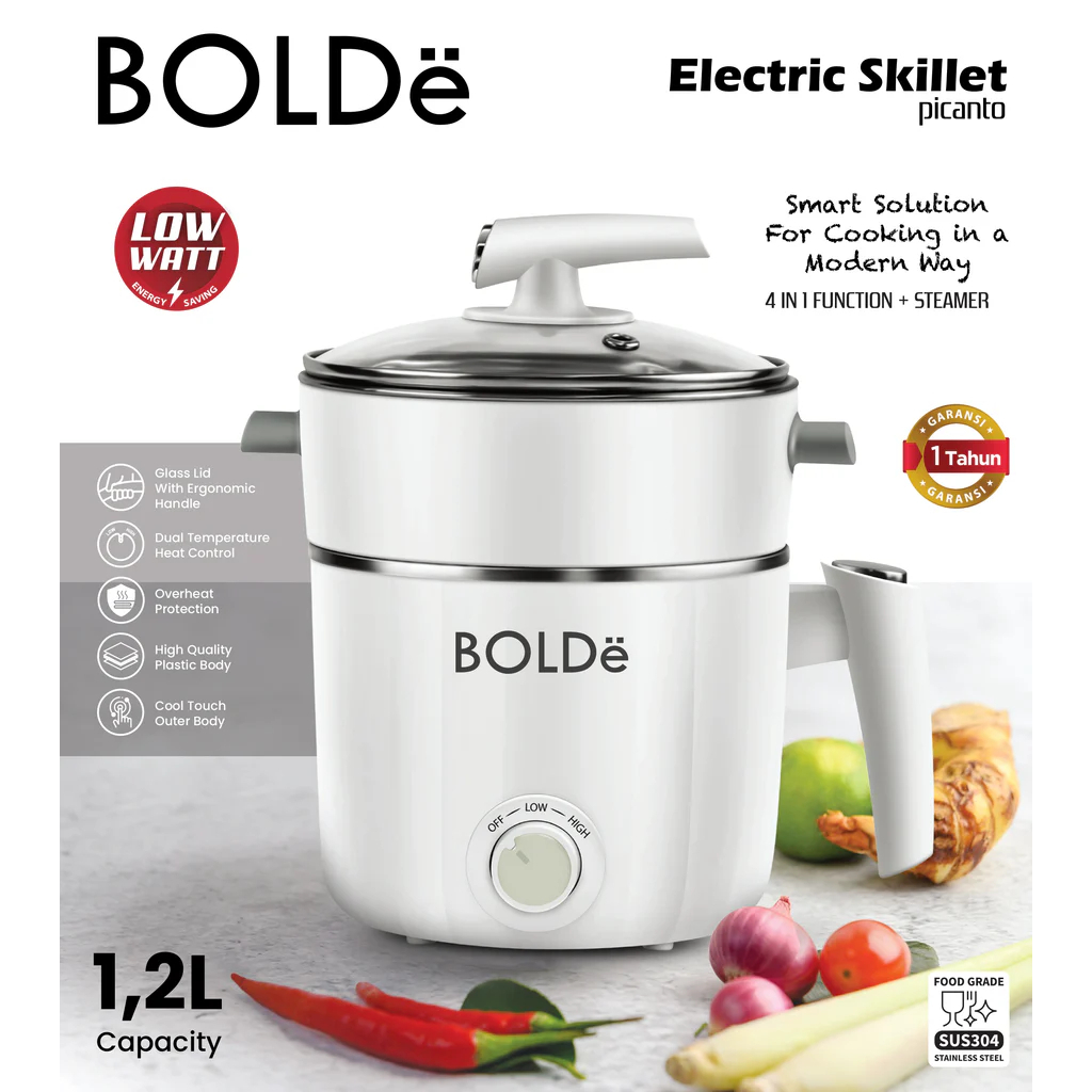 Jual BOLDe Electric Skillet Picanto Multicooker Panci 1.2 Liter Alat ...