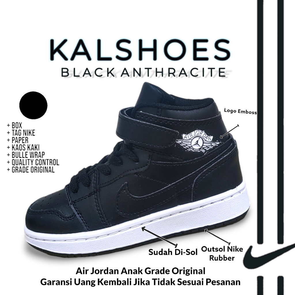 Jual Sepatu Sneakers Anak Jordan Anthracite Grade Original Premium ...