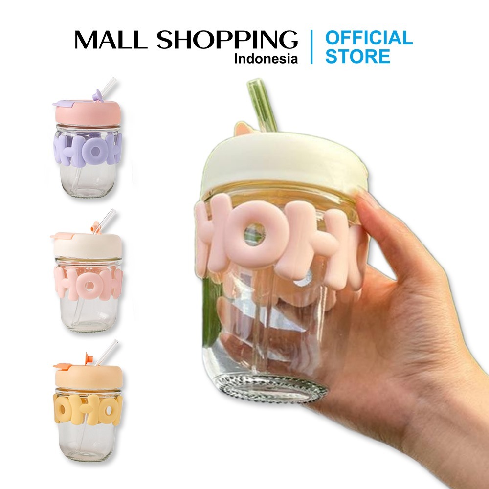 Jual Tumblr Gelas Minum Kaca HOHO Cup Kaca Simple Unik Aesthetic MALL ...