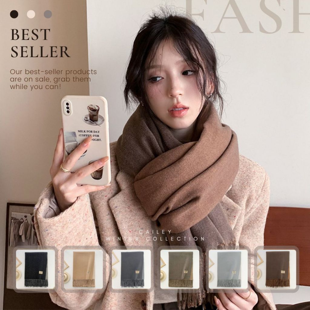 Jual Pashmina Cashmere Syal Korea Scarf Wool Acrylic Spring Autumn ...
