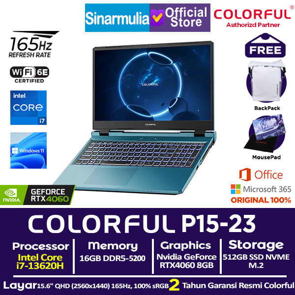 Jual Laptop Gaming COLORFUL EVOL P15-23 i7-13620H RTX4060 512GB SSD ...
