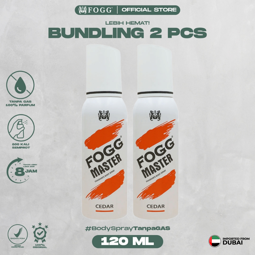 Jual Paket Bundling 2 Pcs Fogg Perfume Body Spray Master Cedar 120ml ...