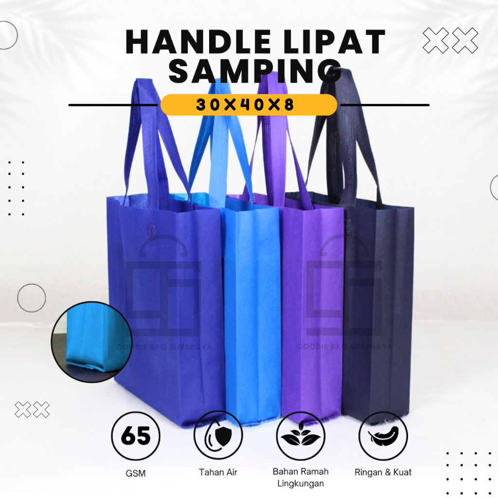 Jual HLS 65GSM Tas Spunbond Goodie Bag Lipat Samping Ukuran 30x40x8 Souvenir Promosi Murah Tebal ...