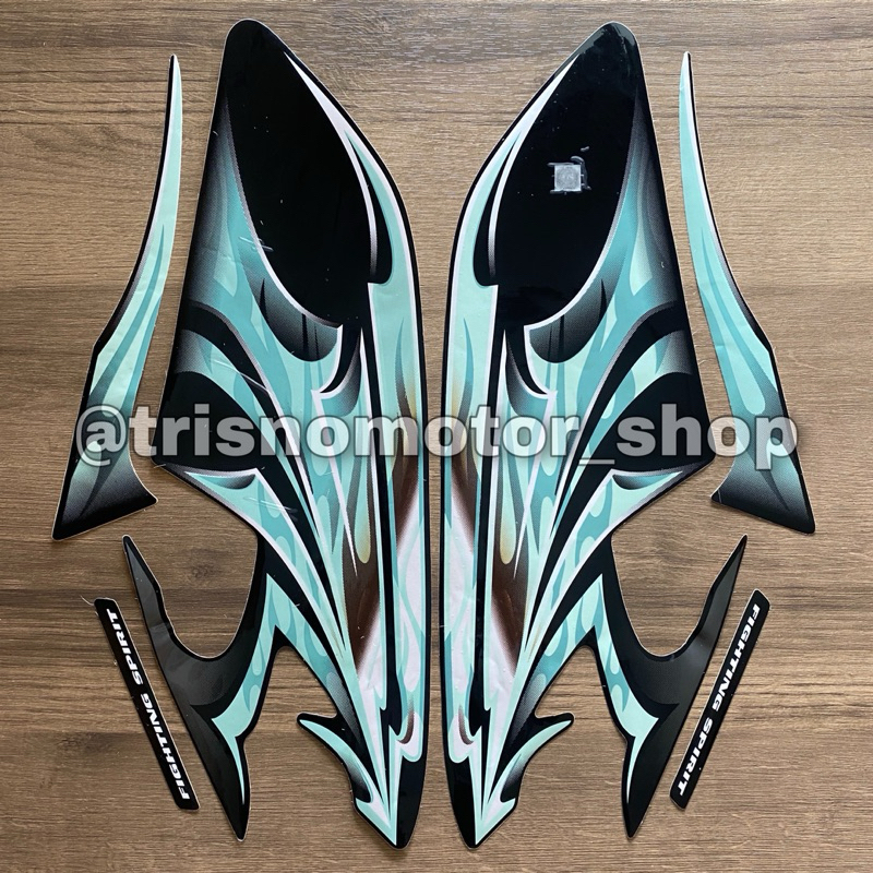 Jual STICKER STRIPING LIS LES POLET BODY MOTOR YAMAHA RX KING 2006 ALL WARNA HIJAU BOTOL ...