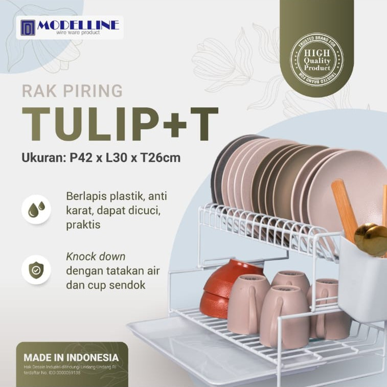 Jual RAK PIRING TULIP + T MODELLINE TEMPAT SENDOK DAN NAMPAN SUSUN 2 ...