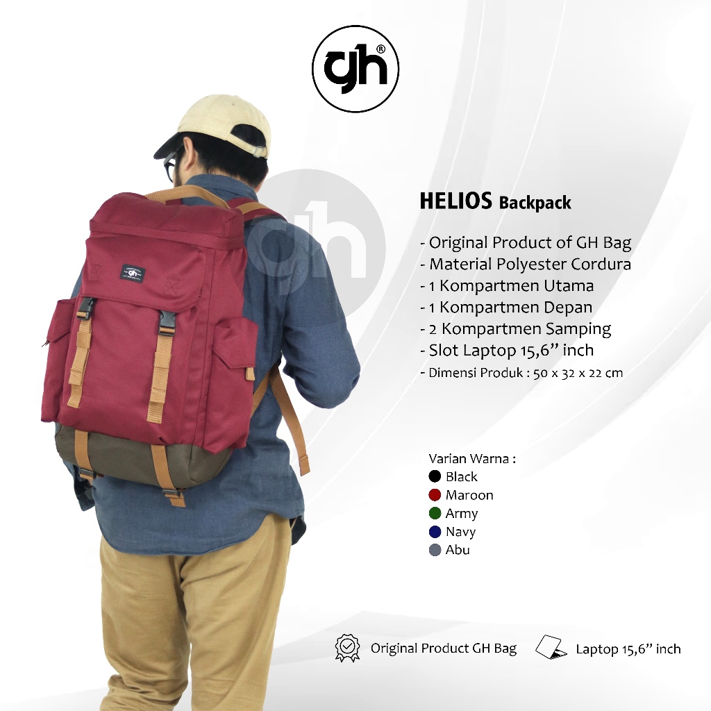 Jual GH-Bag HELIOS Travelling Backpack Tas Ransel Besar Laptop 15,6 ...