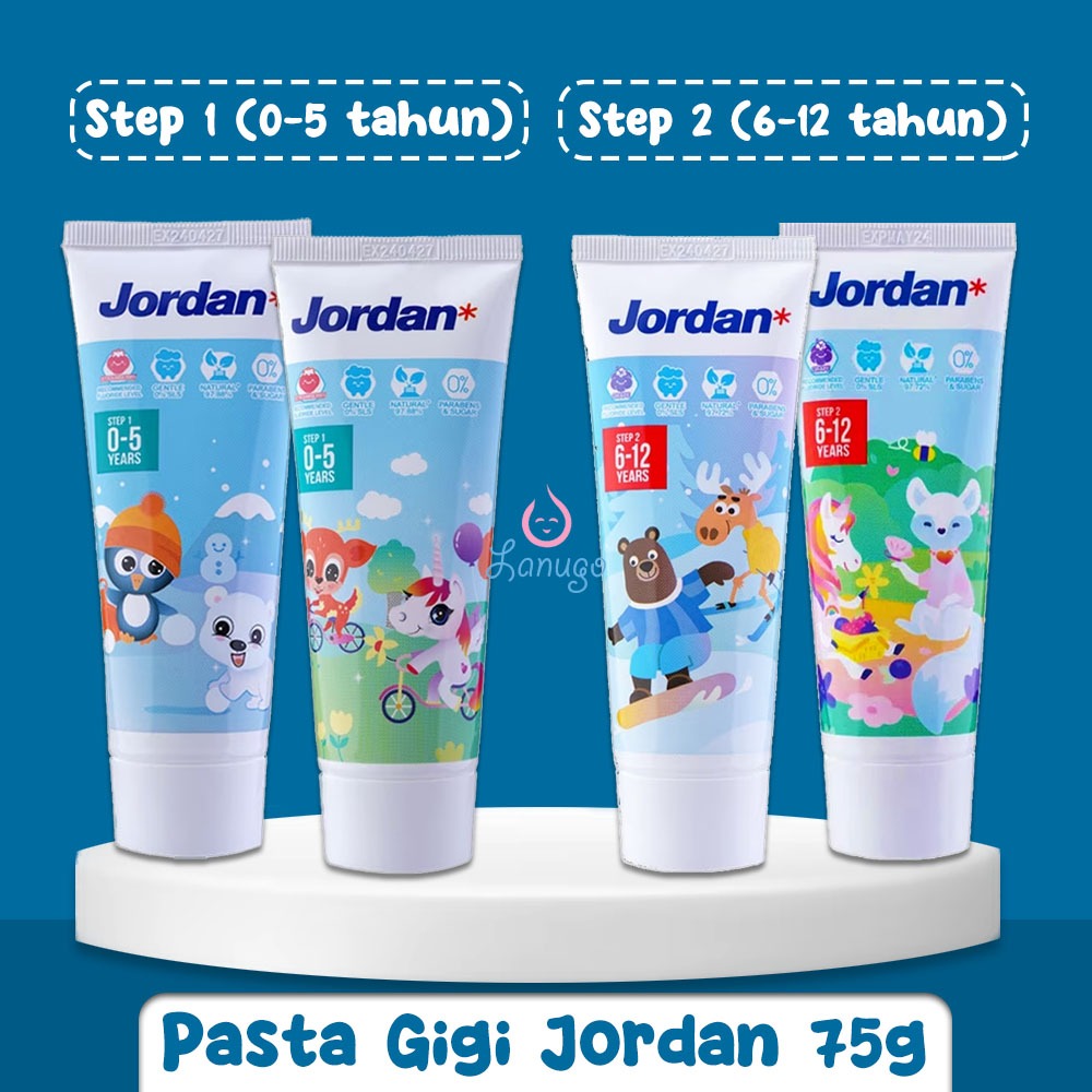 Jual JORDAN TOOTHPASTE PASTA GIGI ODOL ANAK STEP 1 STEP 2 75GR | Shopee ...