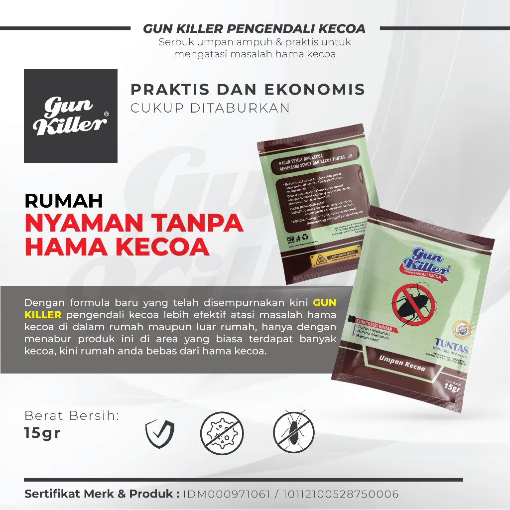 Jual Racun Kecoa Dan Semut Super Ampuh - GUN KILLER 15GR | Shopee Indonesia