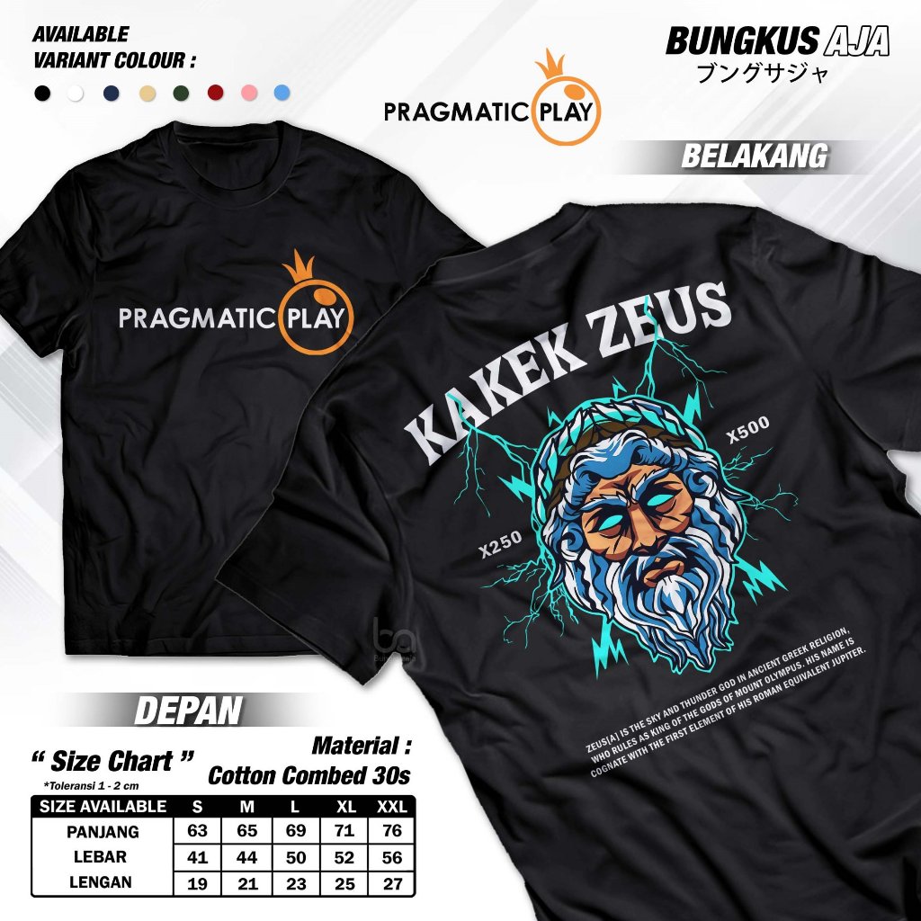 Jual Kaos Zeus Gates Of Olympus Pragmatic Play Tshirt Game Slot Kakek ...