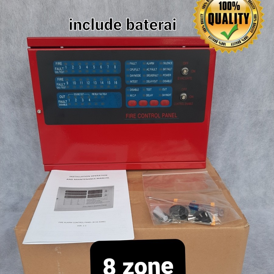 Jual panel fire alarm 8zone mcfa 8 zone include baterai conventional ...