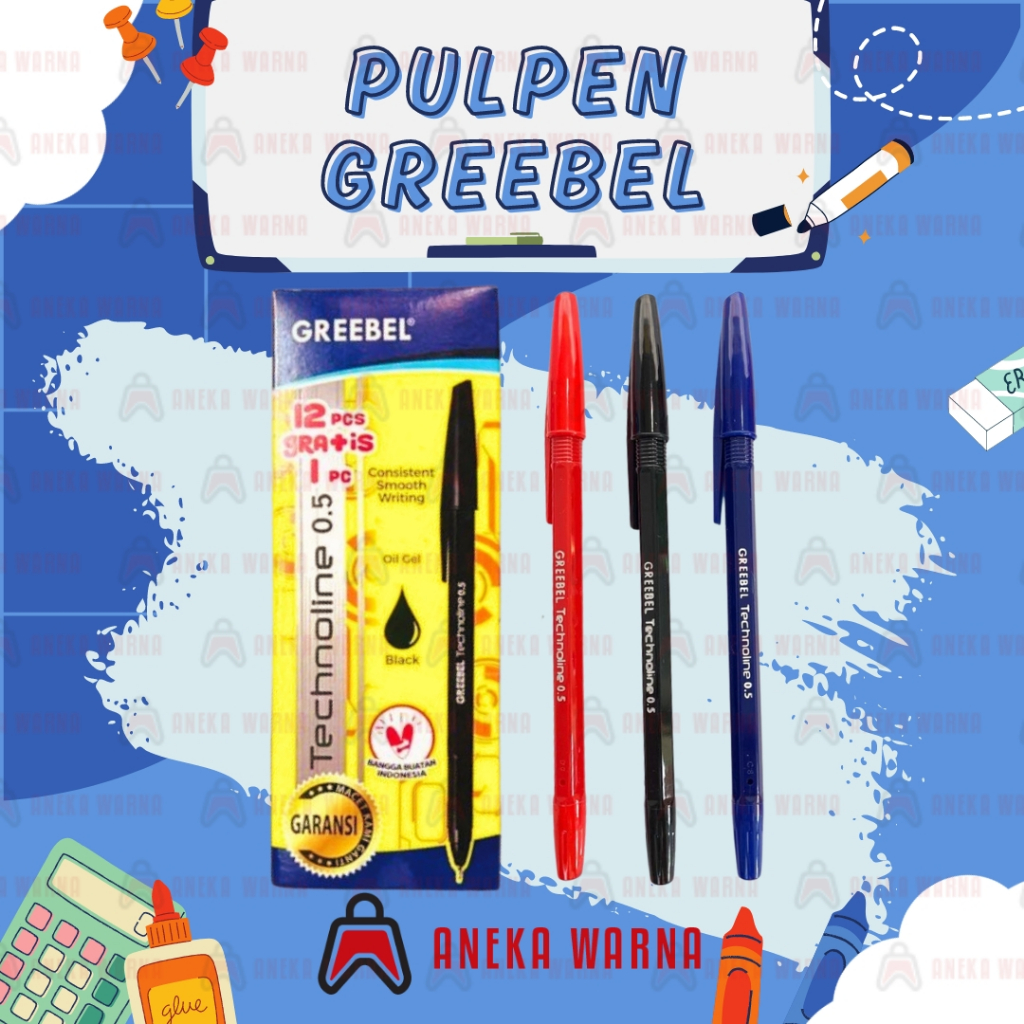 Jual PULPEN/PEN/BALLPOINT | GREEBEL TECHNOLINE 0.5 MM | WARNA HITAM ...