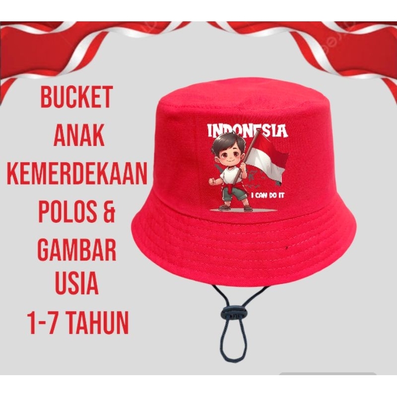 Jual TOPI BUCKET ANAK MERAH PUTIH KEMERDEKAAN HUT RI 2-7 THN KHUSUS ...