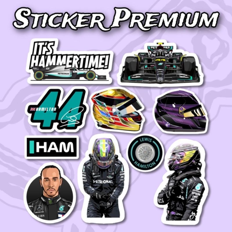 Jual Sticker F1 Lewis Hamilton Mercedes Pack is 10 Pcs vinyl Waterproof ...