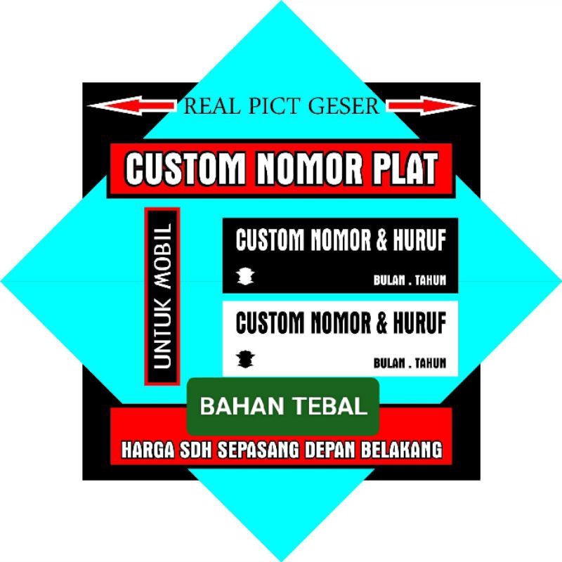 Jual untuk mobil // KALENG PL4T MOBIL // font lama & font baru harga ...