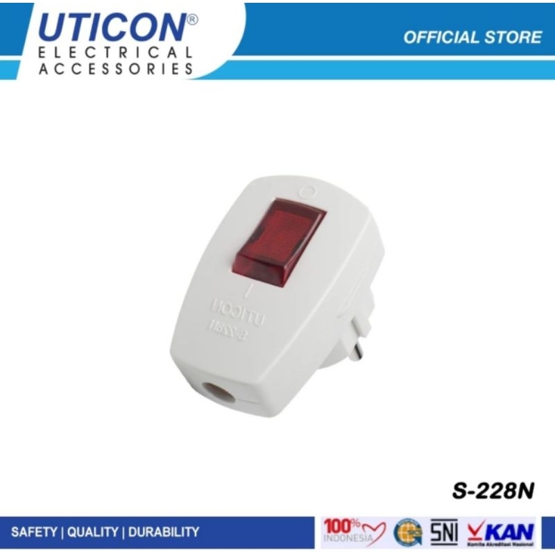 Jual Uticon Steker Saklar Lampu S-228 Plug with Neon S228 | Shopee ...