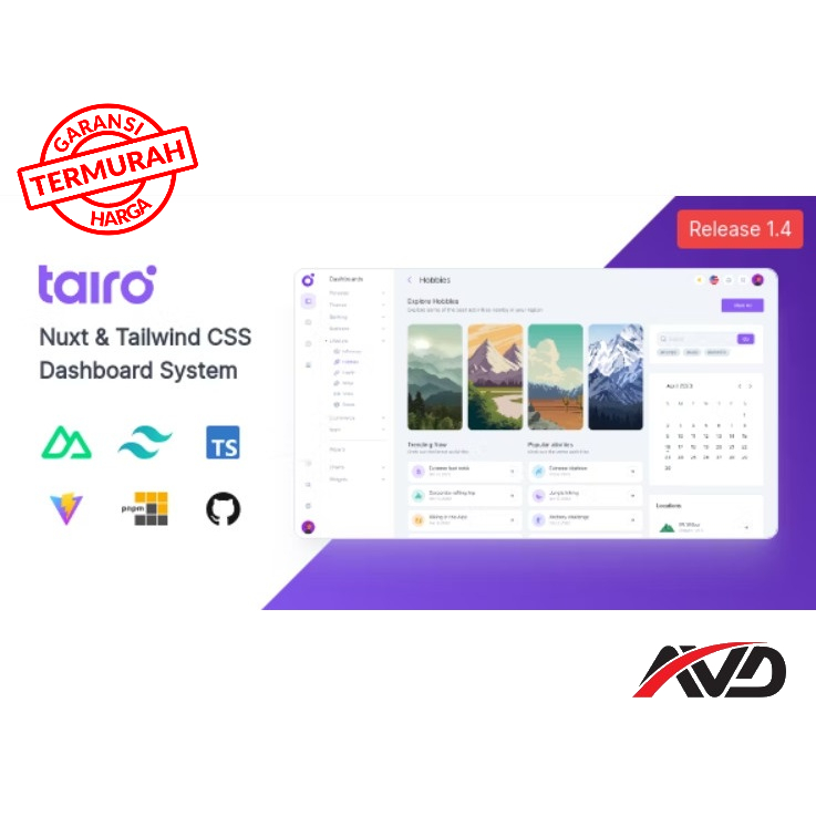 Jual Tairo - Multipurpose Nuxt Tailwind CSS Dashboard System | Shopee Indonesia