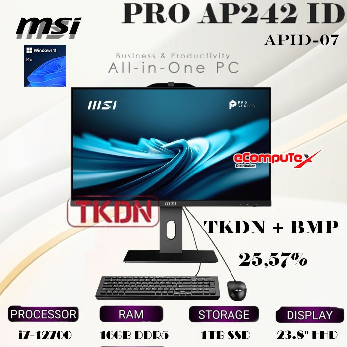 Jual PC AIO MSI PRO AP242 ID APID-07 INTEL CORE i7-12700 23.8" INCH LED ...
