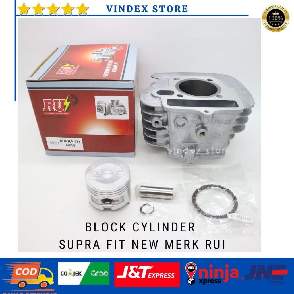 Jual BLOK SEHER BORING BLOCK CYLINDER SET PISTON KIT SUPRA FIT NEW SUPRA FIT LAMA REVO 100CC ...