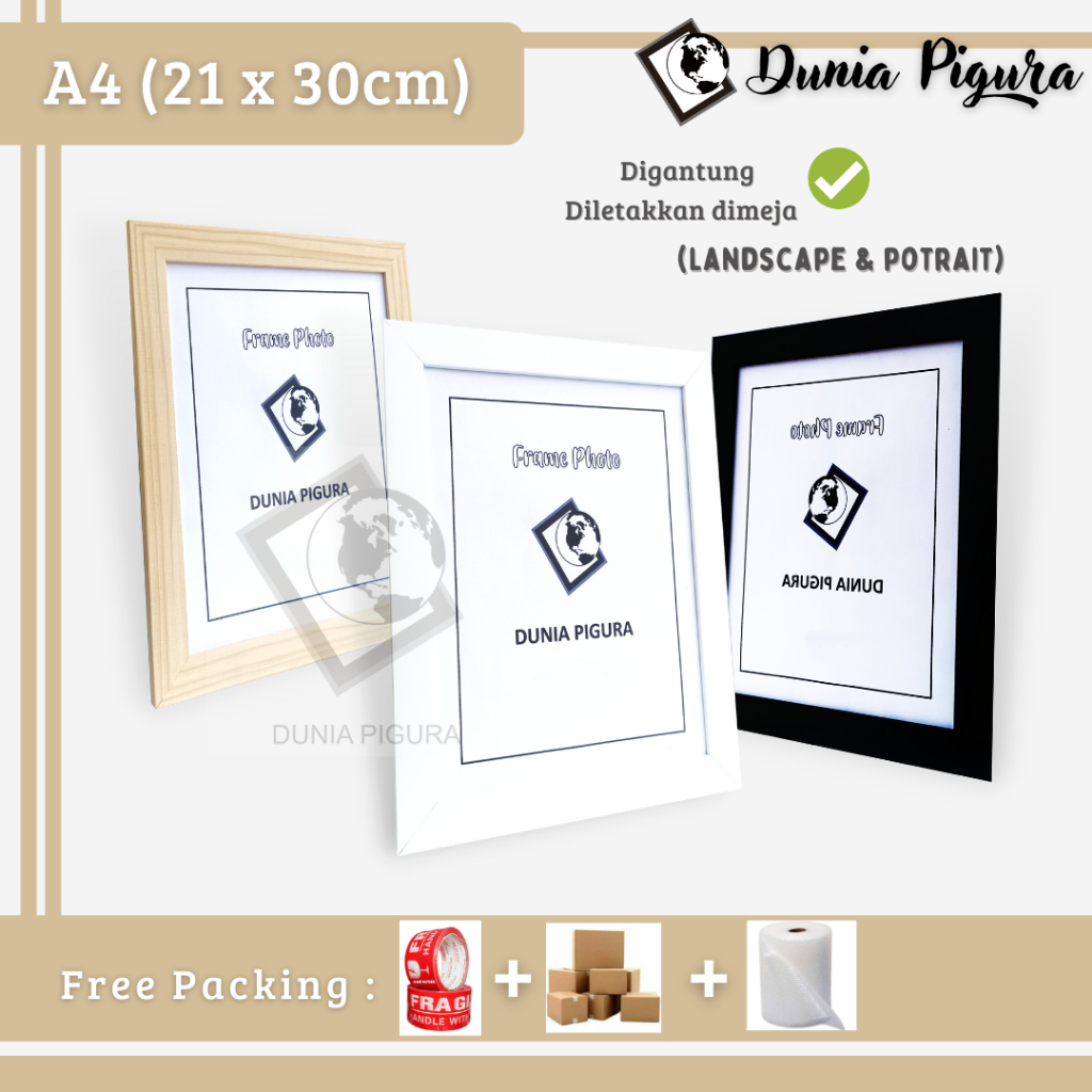 Jual Bingkai Foto A4 (21x30cm) PAKAI KACA Minimalis GROSIR / Frame Foto ...