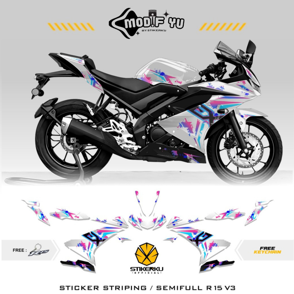 Jual STRIPING R15 V3 EDISI GRUNGE COMBO / YAMAHA R15V3 / SEMIFULL ...