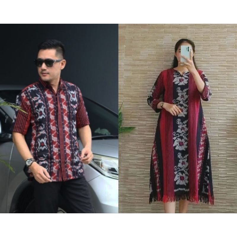 Jual Galeri Tenun Asli | New Dress Tunik Merah Couple Baju Wanita ...