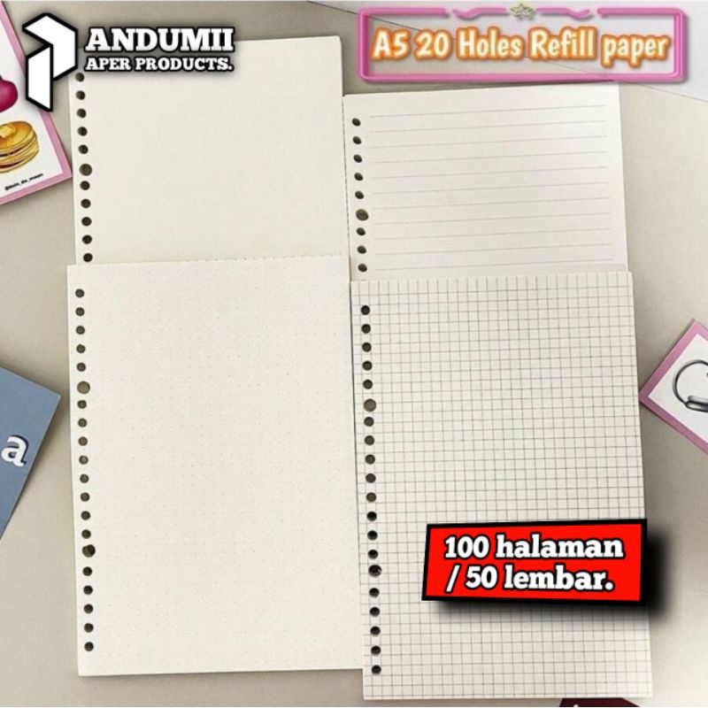 Jual Losse Leaf Notebook Refill / Kertas Isi Ulang Binder A5 isi 50 ...
