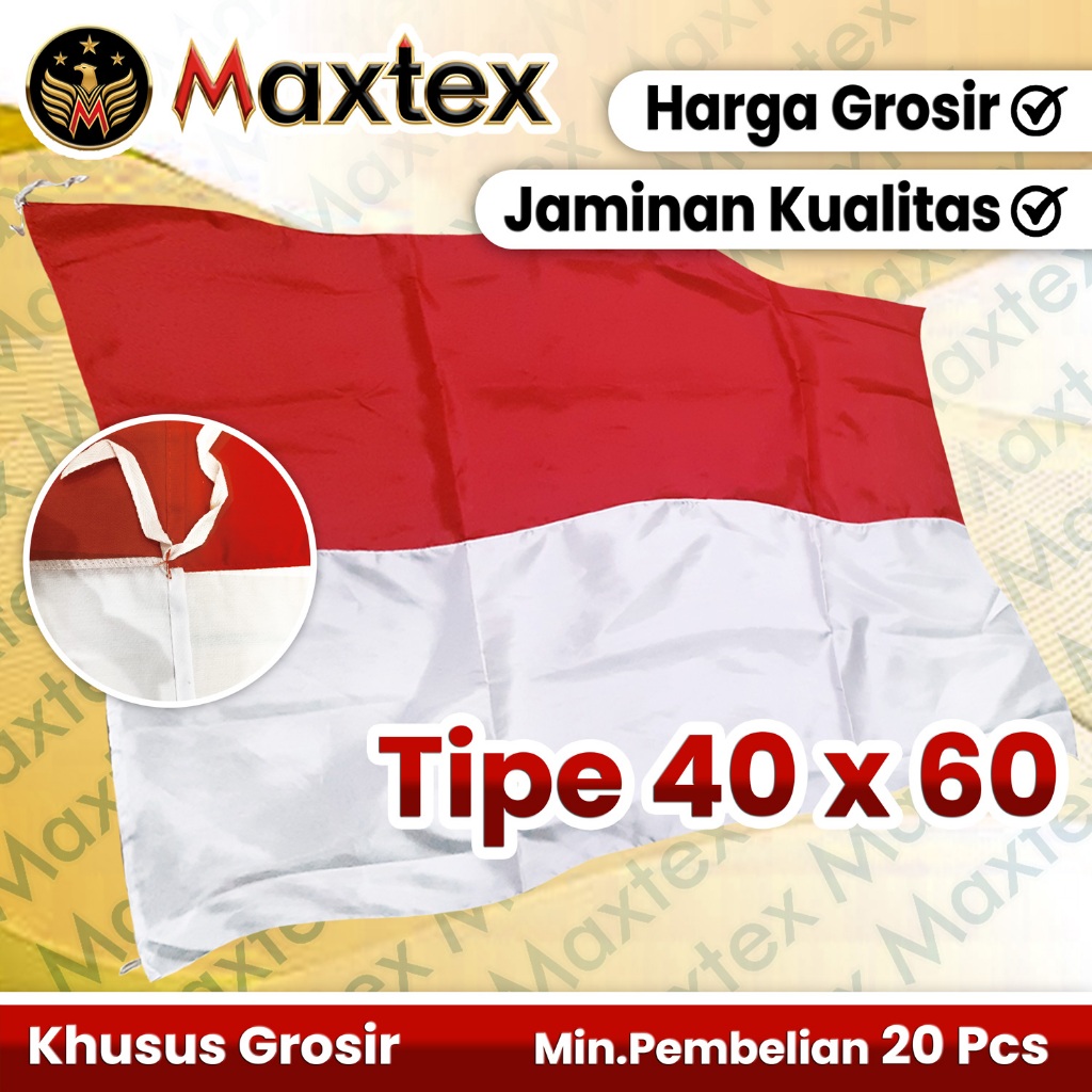 Jual Bendera Merah Putih Tipe 40x60 Bahan Satin, Merek MAXTEX | Bendera ...