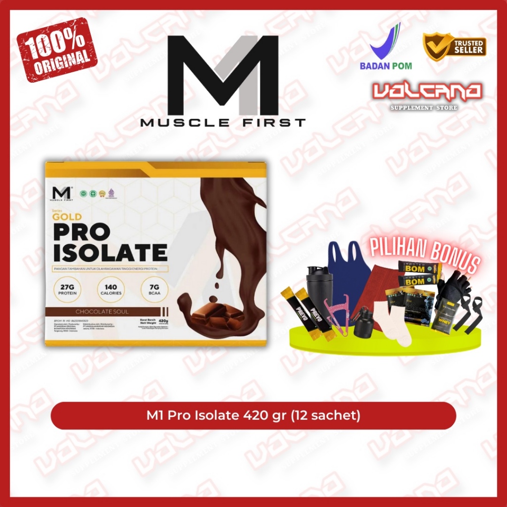 Jual M1 Pro Isolate 420 gr 12 sachet Muscle First Whey Protein | Shopee ...