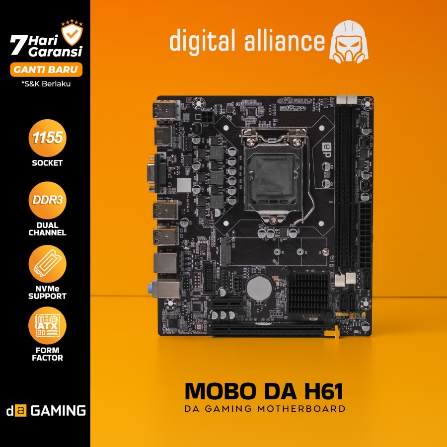 Jual Motherboard Digital Alliance DA H61 Intel LGA 1155 DDR3 NVMe m-ATX ...