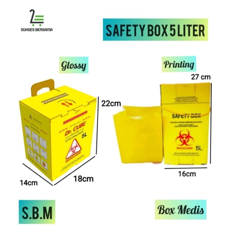 Jual Safety Box 5 Liter ( GLOSSY & PRINTING)/Safety Box Medis Biohazard/Safety Box Glossy ...