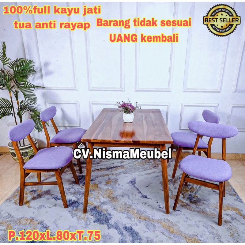 Jual DINNING SET!! Kursi Meja Cafe Resto Ropan Kayu Jati Meja Kursi Makan Minimalis K4 Jok Busa ...